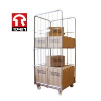 China Torin SWK1002 High Quality Welded Detachable 2-Sided Industrial Metal Warehouse Cargo Handcart Roll Container for sale