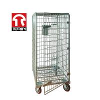 China Torin Swk1004 High Quality and Durable Heavy-Duty Foldable Warehouse Metal Wire Handcart Drum Cage Storage Container for sale