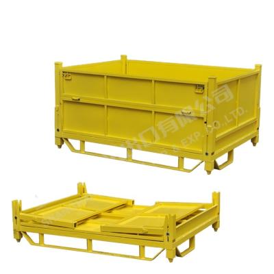 China Torin LK53 Folding Stacking Storage Iron Plate Turnover Box Wire Mesh Container Metal Pallet for sale