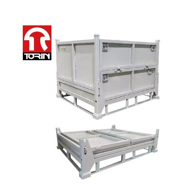 China Torin DZ639Wholesale Metal Steel Box Material Logistics Turnover Boxes Container Stackable Metal Pallet Cage Storage Box for sale