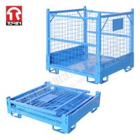 China Torin LK21 Folding Stackable Half Open square Pipe Box Wire Mesh Pallet Container Metal Pallet for sale