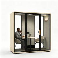 China Acoustic Soundproof Phone Booth Office Privacy Pod with Tempered Glass 1000mm Width for sale