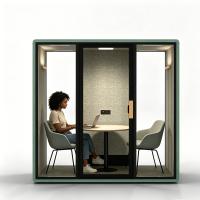China Premium Glass Phone Vocal Isolation Booth Pod For Office Workplace Transparency for sale