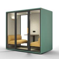 China Office Communication Glass Sound Booth Pod High Density Soundproof Meeting Room 220V for sale