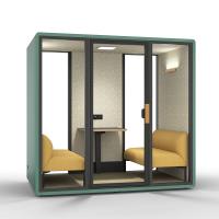 China Office Communication Glass Sound Booth Pod High Density Soundproof Meeting Room 220V for sale