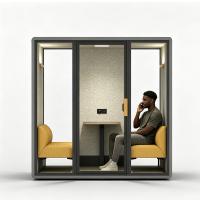 China Modern Acoustic Workspace Soundproof Glass Booth Isolation Enclosure 1336x2360x2200mm for sale