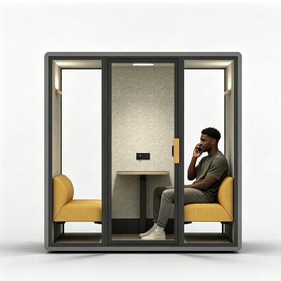 China Modern Acoustic Workspace Soundproof Glass Booth Isolation Enclosure 1336x2360x2200mm for sale