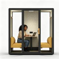 China Tempered Glass Prefab Soundproof Room Office Phone Booth Pods Assembly 1336x2360x2200mm for sale