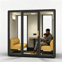 China Tempered Glass Prefab Soundproof Room Office Phone Booth Pods Assembly 1336x2360x2200mm for sale