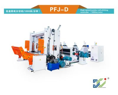 China 1500mm Jumbo Roll Slitter Rewinder Machine PFJ-D with 1000m/min Speed and 2.5m Roll Capacity for sale