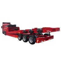 China Mechanical Suspension 14 Meters 3 Axles Hydraulic Extendable Lowboy Trailer for sale