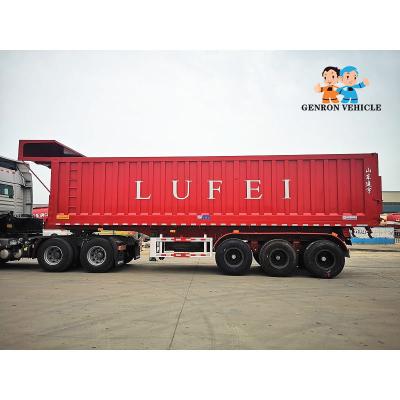 China 6mm Q235 Steel Wall 38cbm 40 Foot Backward Dump Truck Trailer for sale