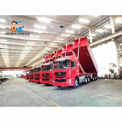 China Used to Transport construction materials ,Sands Dump Truck Trailer Genron Brand With Mechanical suspension for sale
