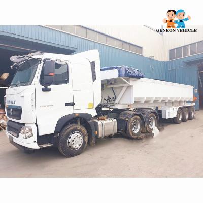 China 3 Axles 60T Side Tipper Semitrailer With Automatic Cord Export To Tanzania, Zambia, Ghana ,etc for sale