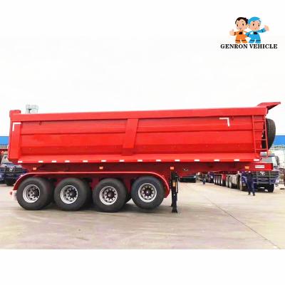 China Heavy Duty 4 Axles With Air Suspension Rear Tipper Semi Truck Trailer Genron Brand In African Market for sale