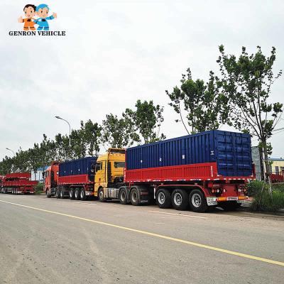 China Genron Heavy Duty With Air Suspension 3 Axles Dumping Semitrailer For Transporting 40FT / 20FT Containers for sale