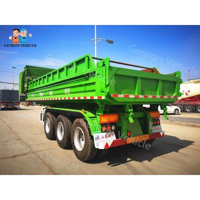 China Bulk Goods Self Unloading 50T Tarpaulin Utility Dump Trailers for sale