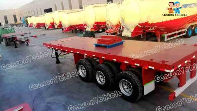 China Extendable 3 Axles Genron Semi Truck Flatbed Trailer for sale