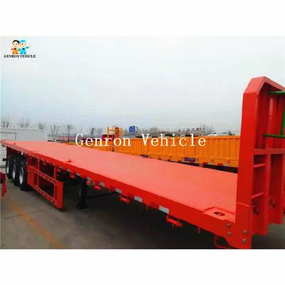 China Mechanical Steel 60T Flatbed Container Semi Trailer for sale