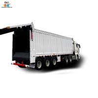 China 31m3 Van Type Container Dump Trailer With Automatic Conveyor Belt for sale