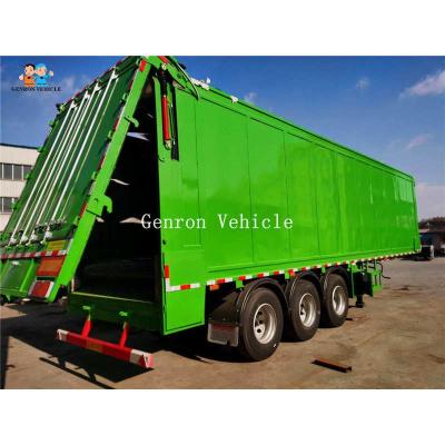 China 3 4 Axles Van Type Container Crawler Dump Semi Trailers With Automatic Conveyor Belt for sale