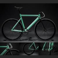 China Electroplating Frame Fixed Gear Bicycle Single Speed 52cm Retro Steel Silver With V Brakes for sale