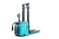 China Double Stacker Series Ride On Electric Pallet Jack With Quick Exit Side Restraints for sale