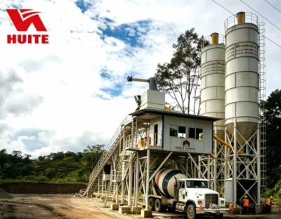 China HZS90 Stationary Concrete Batching Plant 90m/H Dust Removal for sale