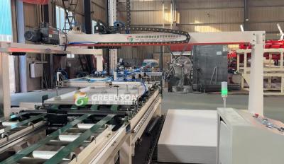 China Automatic Gypsum Board Strip Cutting Machine For 1200 Mm*2400 Mm Boards Dust Free Operation for sale