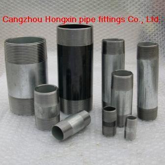 China Short threads pipe nipples, barrel nipples for sale