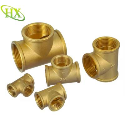 China Brass tee pipe fittings with female BSP/NPT thread available in size 1/2