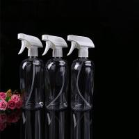 China kitchen toilet bottle plastic cleaner 500ml round PET bottle with trigger spray for sale