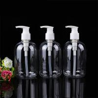 China cosmetic 300ml screen print transparent plastic PET bottle with pump for sale