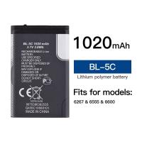 China BL-5C Liion Mobile Phone Rechargeable Batteries for Nokia 6600 6230 3650 E50 N70 1100 6268 E70 3.7V 1020mAh for sale