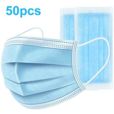 China Disposable Triple Layered Mask Blue Breathable OEM Earloop  Face Mask for sale