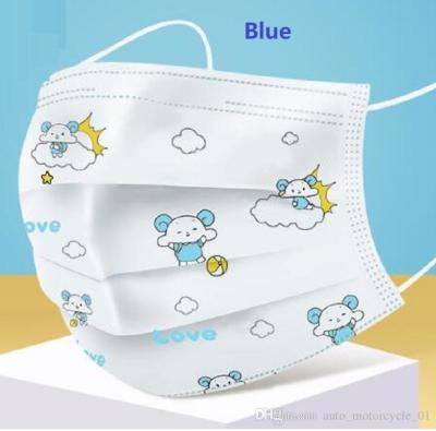 China 3Ply Disposable 3D Kids Protective Mask Cute Cartoon Fluid Resistent 14x9.5cm for sale