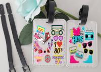 China Leather Sublimation Blank Products Luggage Tag With Glitter Or Card Sleeves Backing for sale
