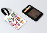 China Leather Sublimation Blank Products Luggage Tag With Glitter Or Card Sleeves Backing for sale