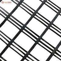 China Road Bed Solidification Biaxial Polyester Geogrid Made of 80-80 PET Material in Yellow for sale