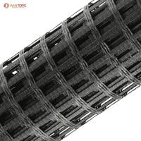 China Karl Mayer Machine Produced 50-50kn Glass Fiberglass Geogrid for Roadbed Solidification for sale