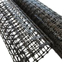 China 20KN PP Biaxial Geogrid for Road Reinforcement Black Color and Onsite Training Service for sale