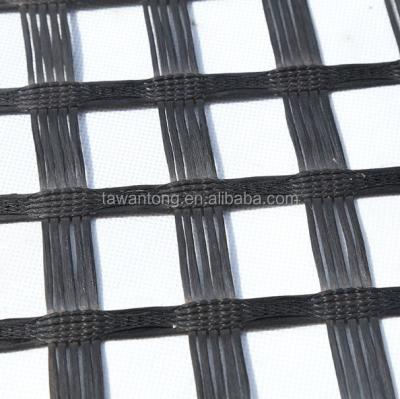 China Roadbed Solidification Biaxial Polyester Geo Grid 80-80 PET 1m-6m Width Bitumen Coated for sale