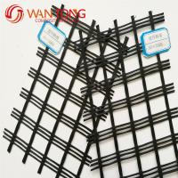 China Roadbed Solidification Biaxial Polyester Geo Grid 80-80 PET 1m-6m Width Bitumen Coated for sale