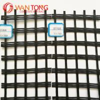 China Roadbed Solidification Biaxial Polyester Geo Grid 80-80 PET 1m-6m Width Bitumen Coated for sale