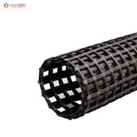 China Fiberglass Geogrid for Strength Roadbed Reinforcement White Asphalt Coated Geogrid for sale