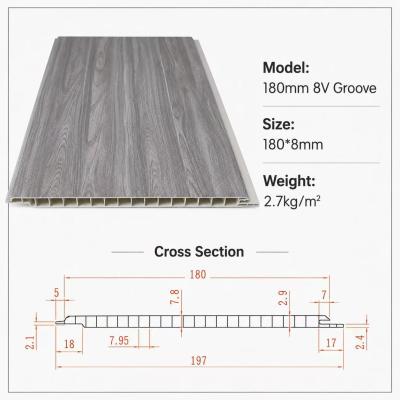 China Minimalist 8V Groove 180mm PVC Panel - Waterproof Modern Interior Finishing for sale