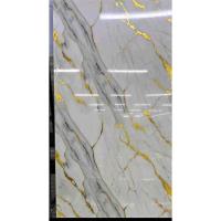 China Waterproof UV Coated PVC Marble Wall Panel 1.22x2.44m Golden Transfer Film Interior Decorative Board for sale