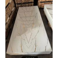 China Waterproof UV Coated PVC Marble Wall Panel 1.22x2.44m Golden Transfer Film Interior Decorative Board for sale