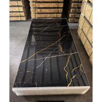 China Waterproof UV Coated PVC Marble Wall Panel 1.22x2.44m Golden Transfer Film Interior Decorative Board for sale