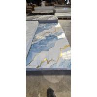 China Waterproof UV Coated PVC Marble Wall Panel 1.22x2.44m Golden Transfer Film Interior Decorative Board for sale